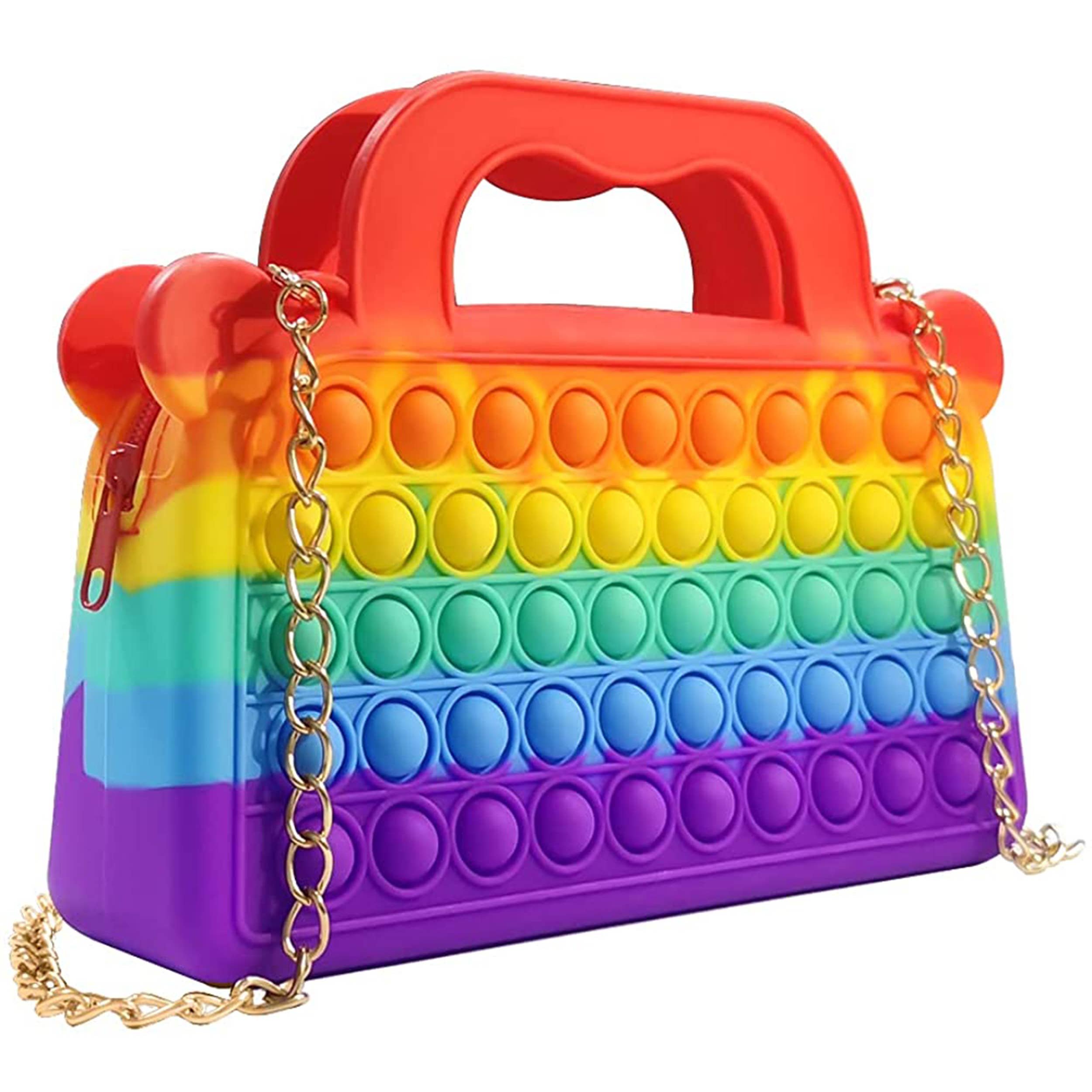 Fidget Pop Rainbow Purse with Gold Chain Strap – Billiboo.com