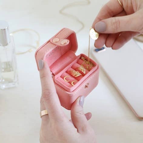 Peach Pink Mini Travel Ring Box – Billiboo.com